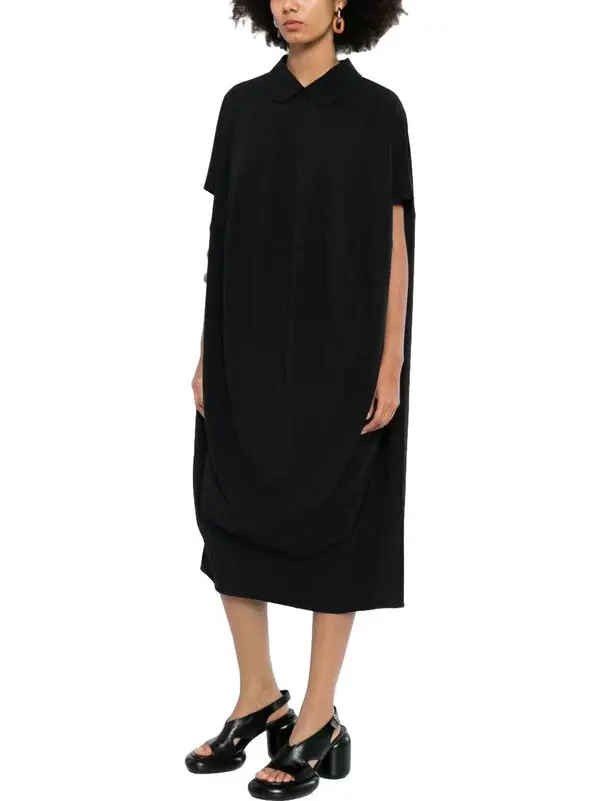 MELITTA BAUMEISTER Peter Pan Collar Draped Dress - Black