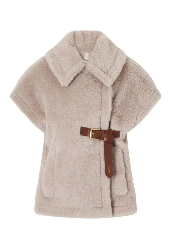 Max Mara Newabavo Belted Alpaca, Wool And Silk-blend Cape - Neutrals