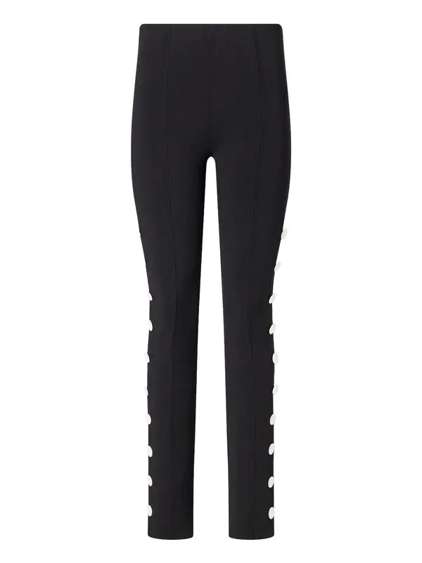 Proenza Schouler Martina Button-embellished Stretch-jersey Skinny-leg Pants - Black