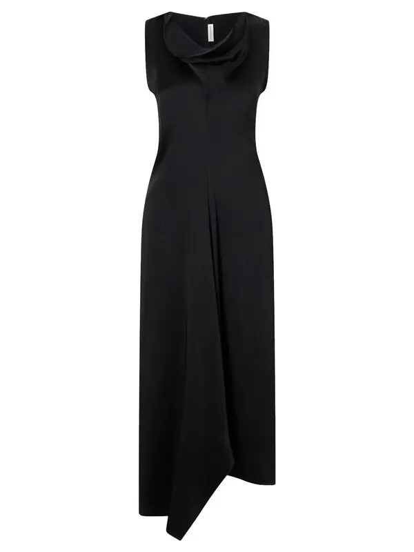Victoria Beckham Draped Satin Midi Dress - Black