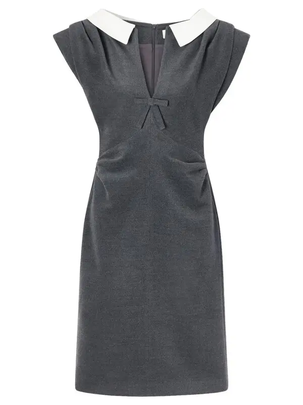 SHUSHU/TONG Gathered Wool-blend Midi Dress - Gray