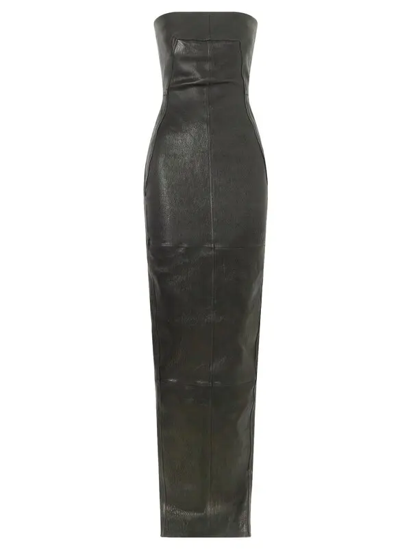 Rick Owens Athena Paneled Leather-blend Maxi Dress - Black