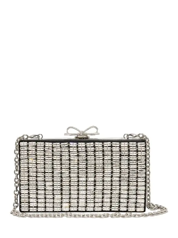 SELF-PORTRAIT Clutch Bag With Crystals - Silver