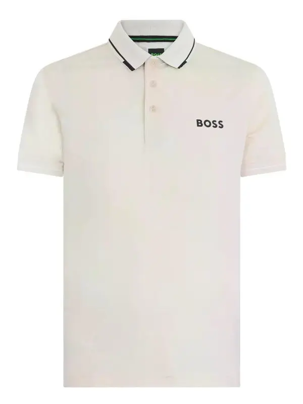 BOSS Logo-print Short-sleeve Polo Shirt - Neutrals