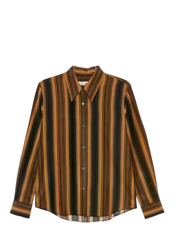 Marni Vertical-stripe Long-sleeve Shirt - Brown
