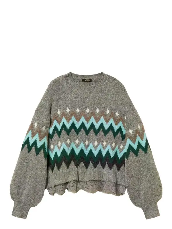 TWINSET Jacquard Jumper With Lace - Grey