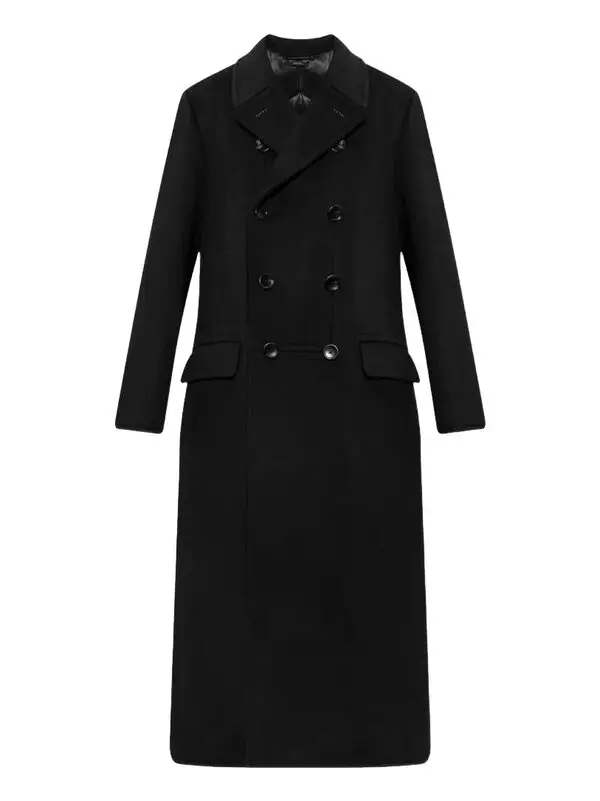 TOM FORD Wool Cashmere Melton Officer Coat - Black