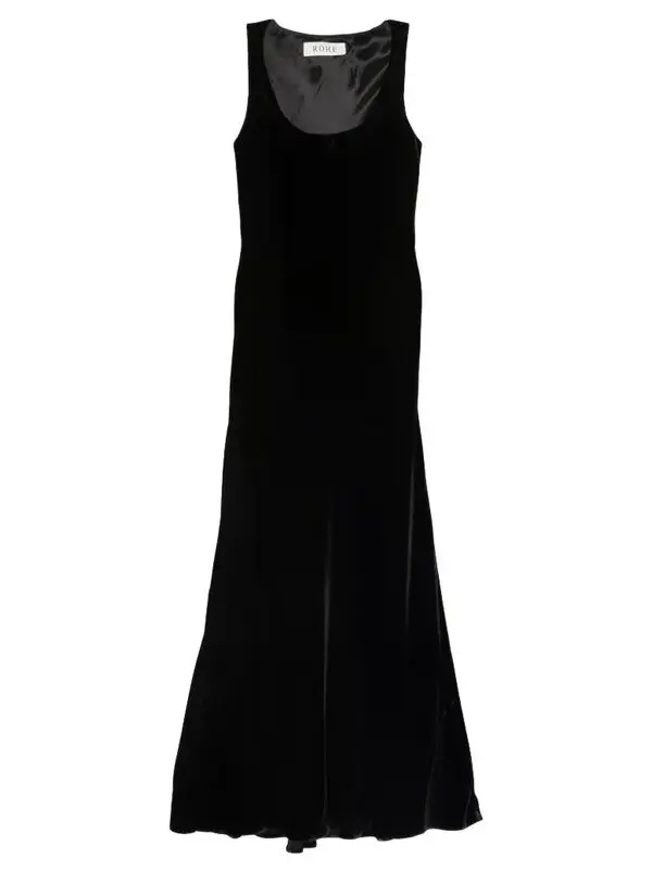 RÓHE Scoop-neck Velvet Dress - Black