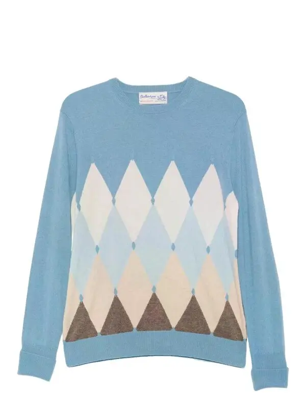 BALLANTYNE Argyle Pattern Crew-neck Sweater - Blue