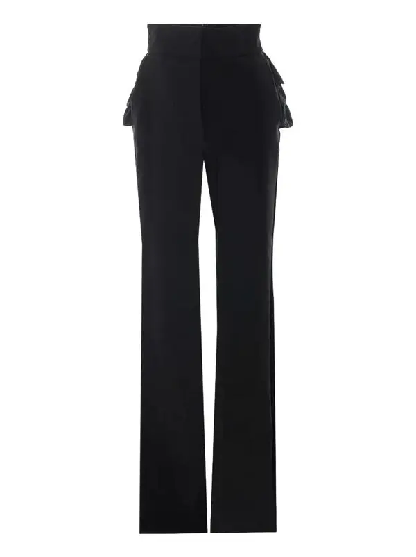 Elisabetta Franchi Ruffled Straight-leg Trousers - Black