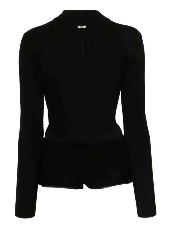 JUUN.J Ribbed Peplum Cardigan - Black
