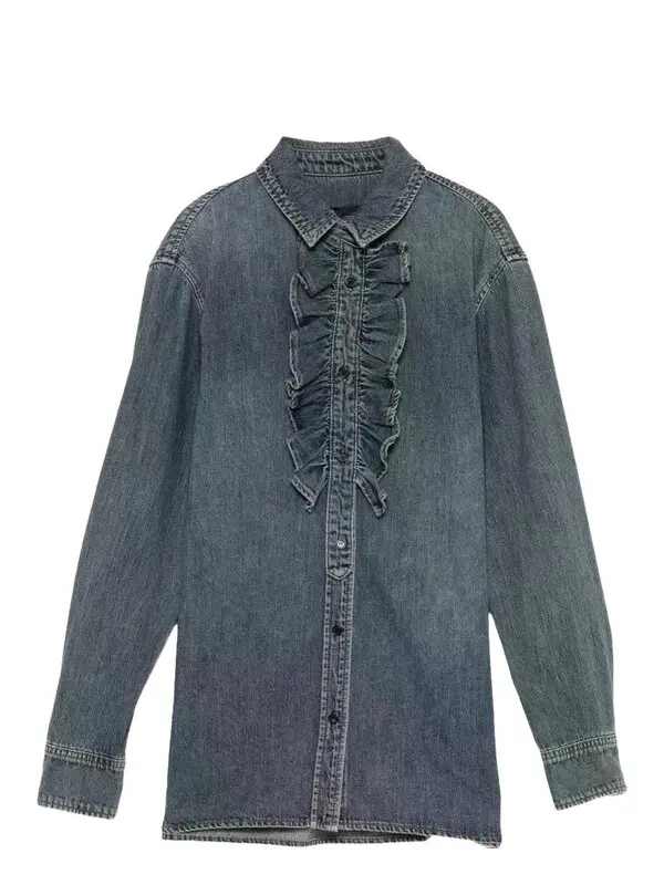 JUUN.J Ruffled Denim Shirt - Blue