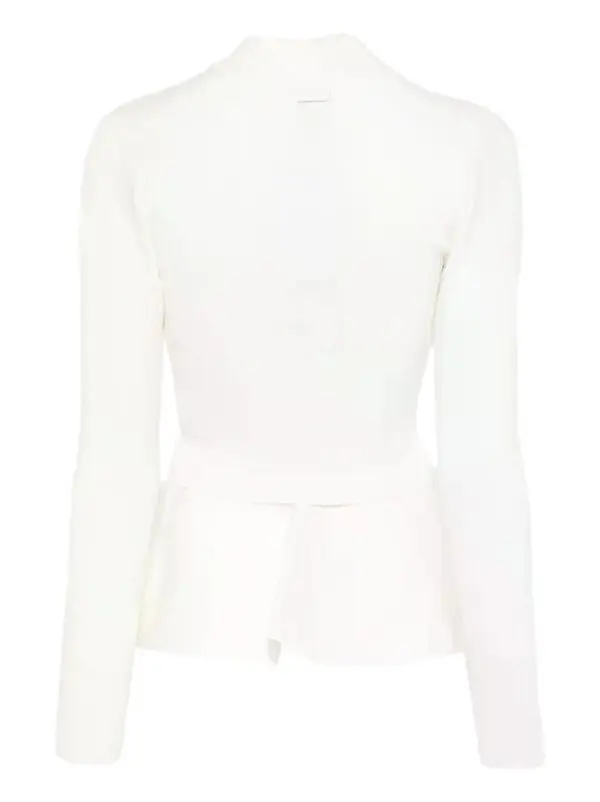 JUUN.J Ribbed Knit Peplum Zip-up Cardigan - Neutrals
