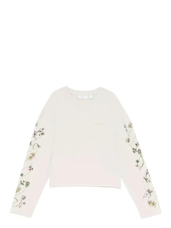 Off-White Embroidered Floral Print Long-sleeve T-shirt - Neutrals