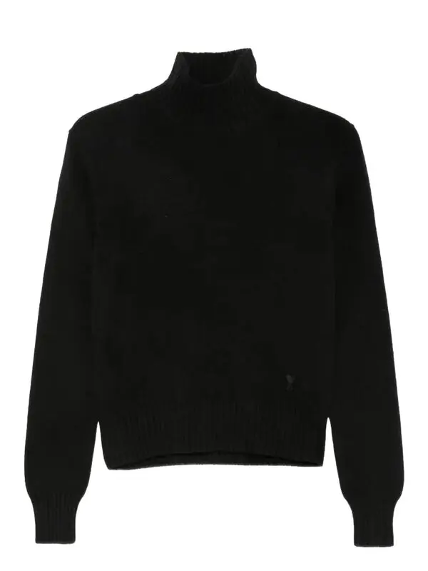 AMI Paris De Coeur Roll-neck Sweater - Black