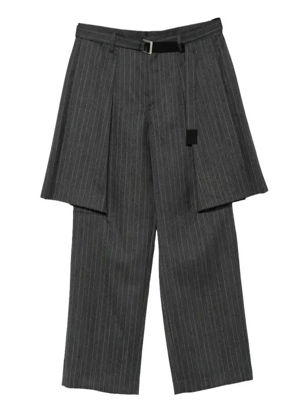 Sacai Pinstripe-pattern Trousers - Grey