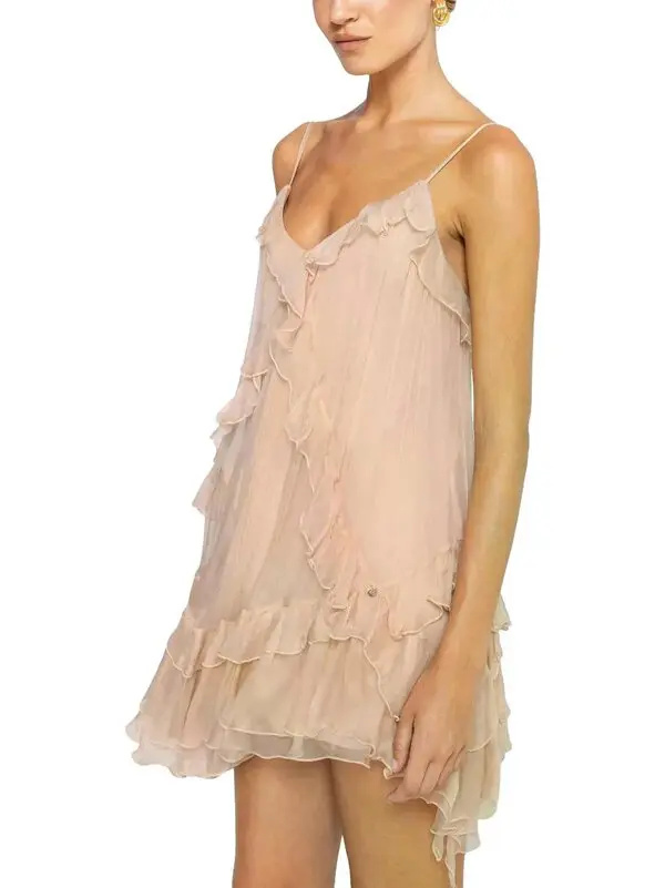 NISSA Open-back Silk Mini Dress - Neutrals