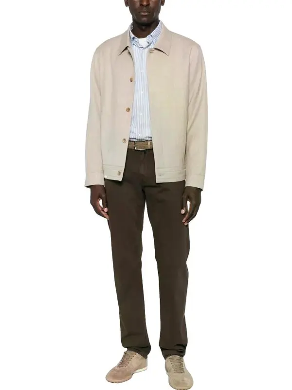 Brioni Hidden Striped Long-sleeve Shirt - Blue