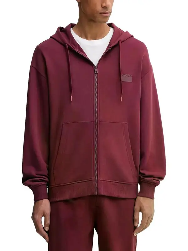 Hugo Logo-patch Zip-up Hoodie - Red