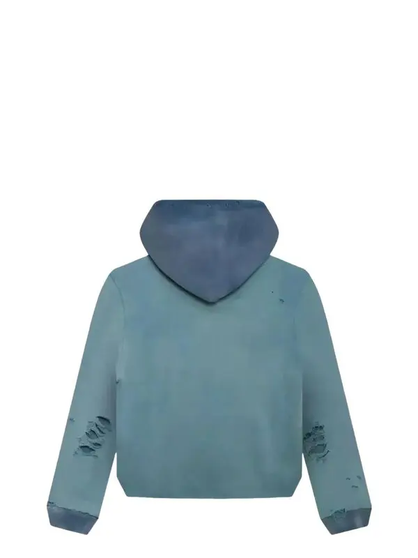 SATOSHI NAKAMOTO Destructo V-cut Hoodie - Blue