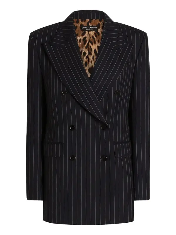 Dolce & Gabbana Linda Pinstripe Wool Double-breasted Jacket - Multicolor