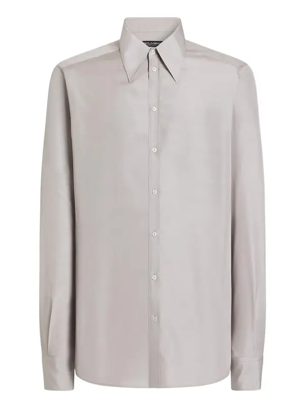Dolce & Gabbana Silk Poplin Gold Shirt Shirts Gray - Grey