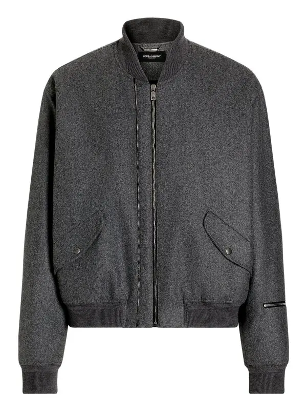 Dolce & Gabbana Padded Wool Flannel Bomber Jacket - Grey