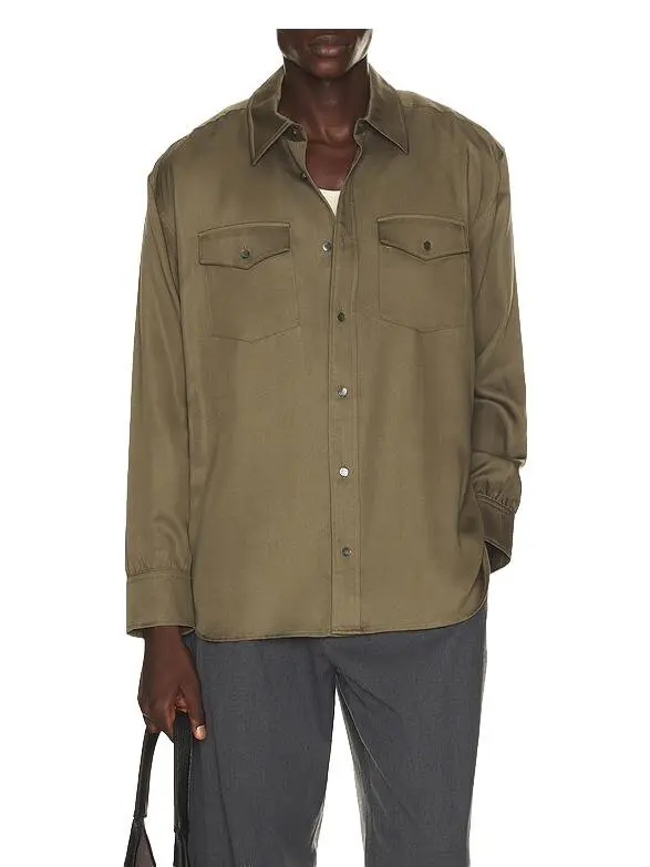 Simkhai Carter Refined Workwear Shirt In . Also - Olive