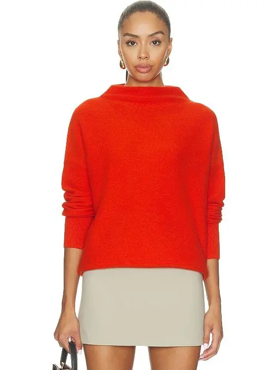 Vince Boiled Funnel Neck Pullover Sweater In . Also - Orange