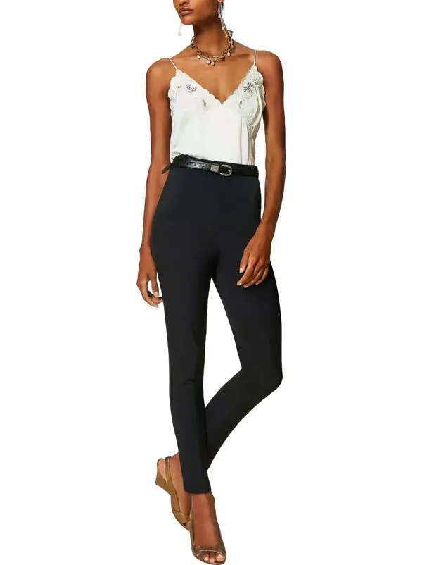 TWINSET Crêpe Fitted Trousers - Black
