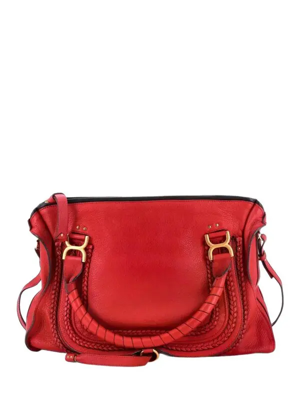 Chloé Marcie Braided Leather Large Satchel - Red