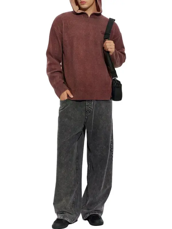 DIESEL® Double-dyed Hoodie In Wool-blend Knit - Red