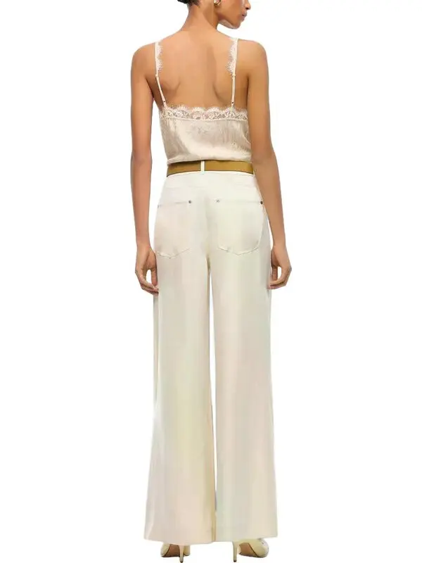Pinko Palazzo Trousers In Peachskin-feel Twill - Neutrals