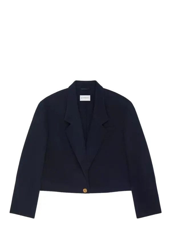 Givenchy Cropped Coat In Double-face Wool And Cashmere - Blue
