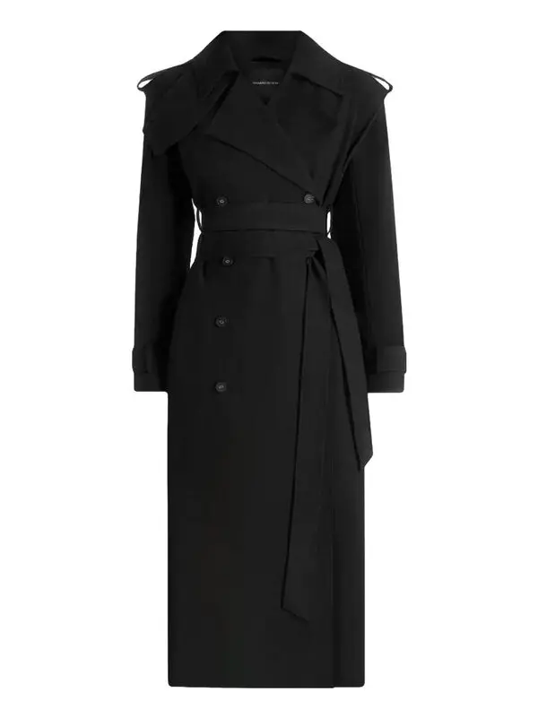 Manière De Voir Tailored Trench Coat With Double Belt - Black