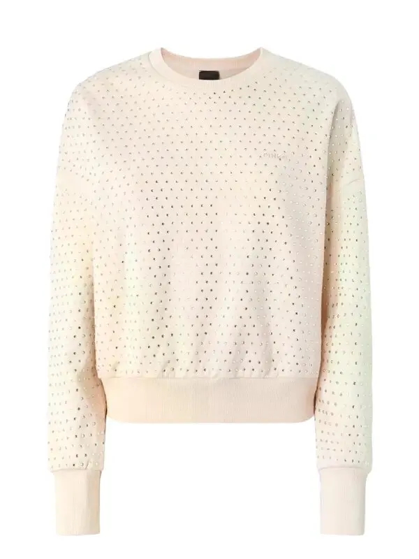 Pinko Fully Rhinestoned Fleece Sweater - Neutrals