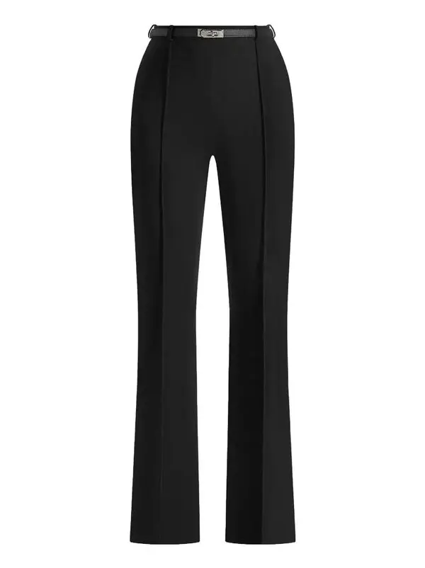 Manière De Voir High-waisted Belted Fit And Flared Trousers - Black