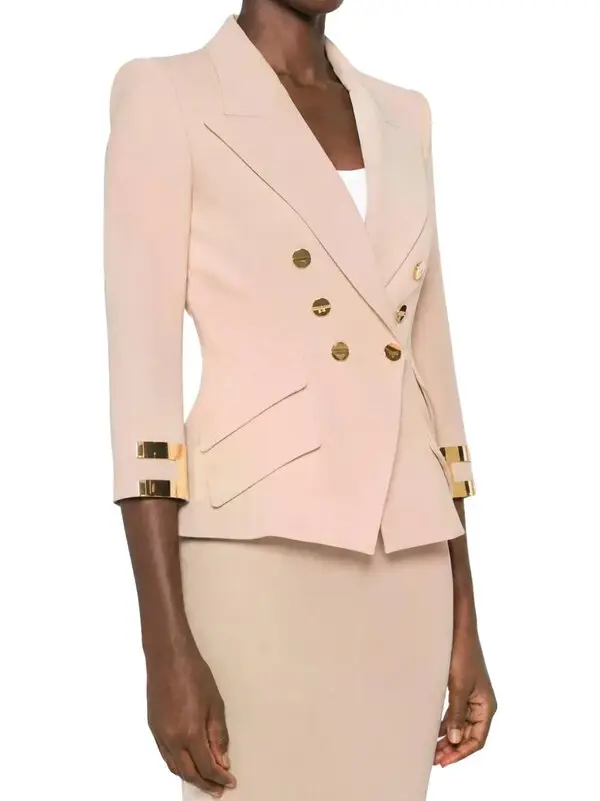 Elisabetta Franchi Double-breasted Logo-cuff Jacket - Neutrals