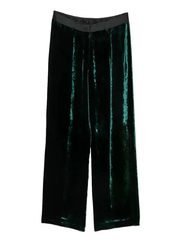 FORTE_FORTE Crushed-velvet Wide-leg Trousers - Green