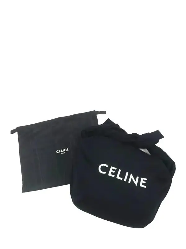 Celine 2018-2026 Cotton Logo Sweat Knotted Shoulder Bag - Black