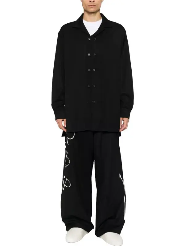Y3 Double-breasted Notched-collar Shirt - Black