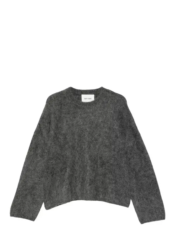 Soft Goat Brushed-knit Crew-neck Sweater - Grey