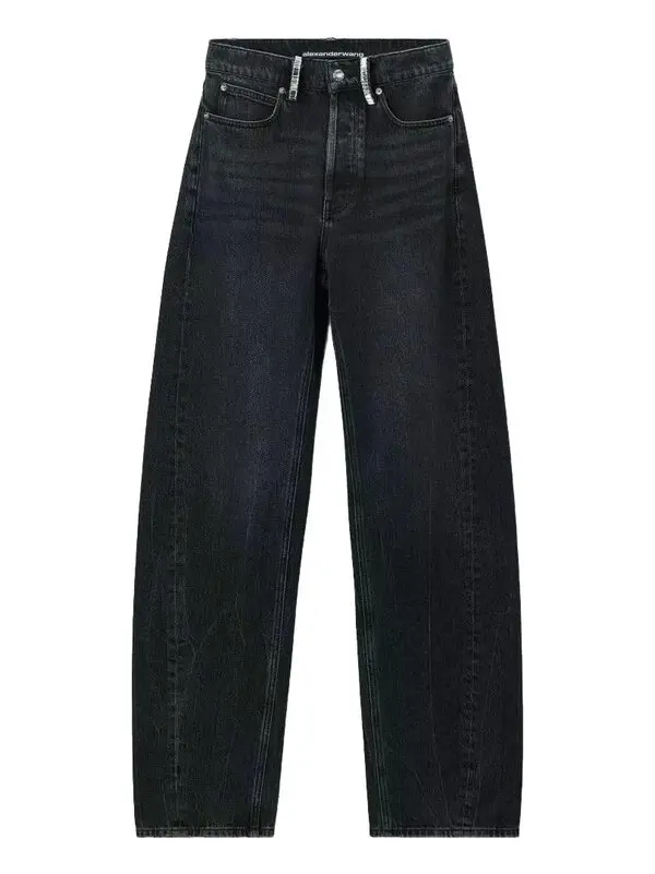 Alexander Wang Crystal Hotfix Logo Pocket Blow Up Jeans - Black