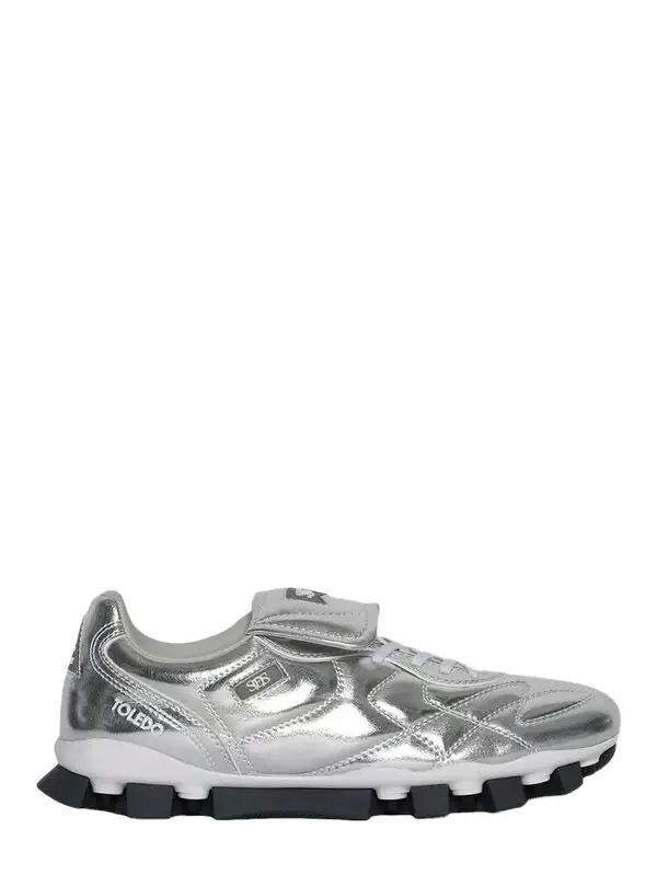 WAITING FOR THE SUN Toledo Metallic Calf Leather Sneakers - Silver