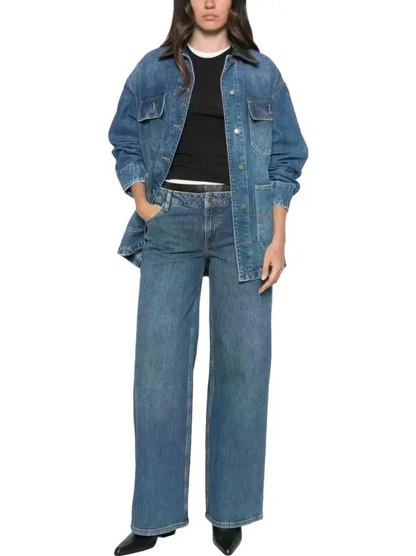 Simkhai Leather-collar Denim Jacket - Blue