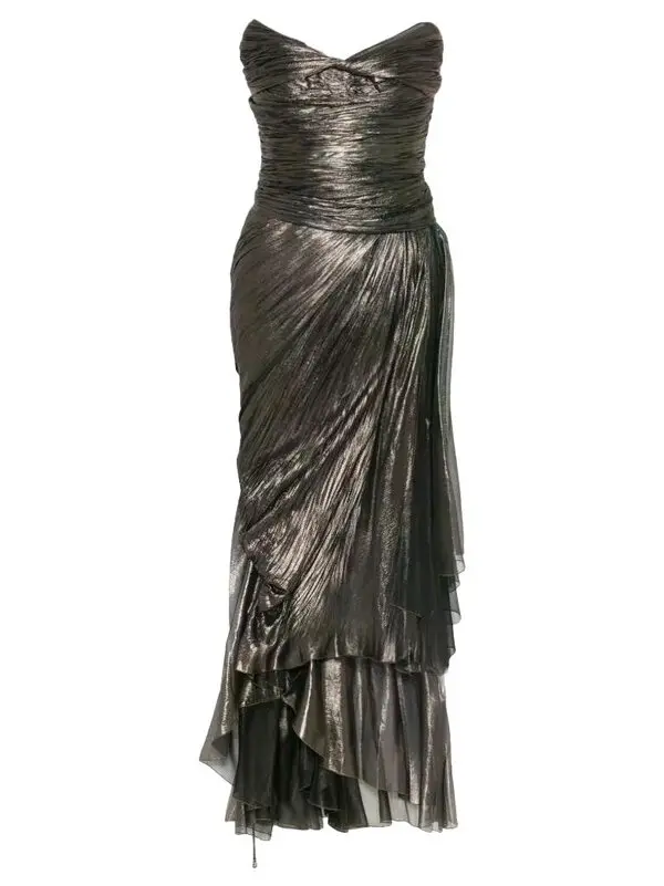 MARIA LUCIA HOHAN Metallic-effect Lace-up Dress - Grey