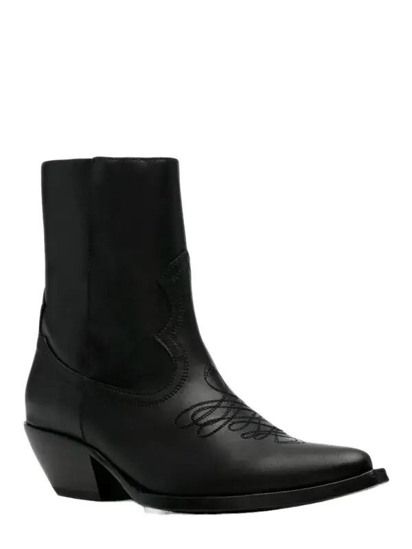 Amiri Embroidered Leather Boots - Black