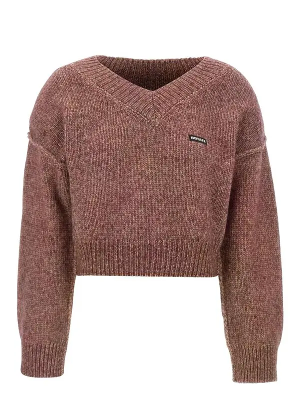 ROTATE BY BIRGER CHRISTENSEN Logo-patch V-neck Sweater - Red