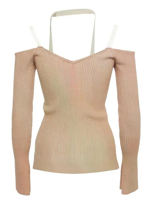 Ronny Kobo Off-the-shoulder Ribbed-knit Top - Neutrals