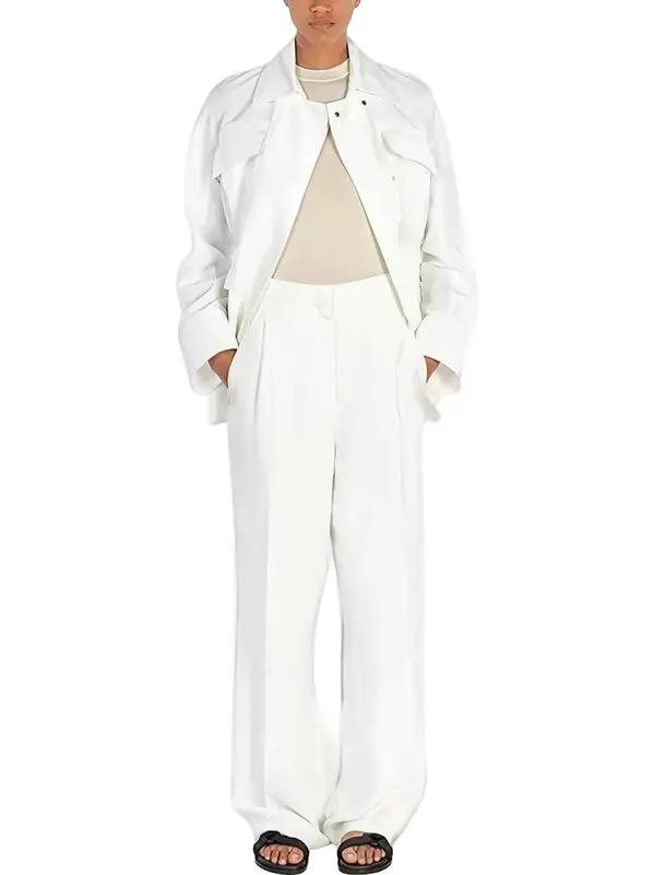 FERRAGAMO Pleated Straight-leg Trousers - White